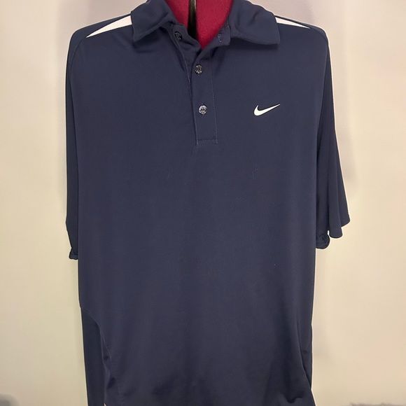 Nike | Shirts | Nike Performance Polo Mens L Navy Blue White Vented ...